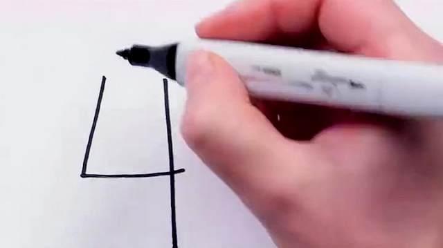 小朋友简笔画,用数字4画出来的小动物,小朋友一学就会!
