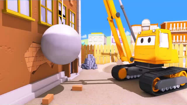 卡通动画,工程车玩具,球车去找救护车看病