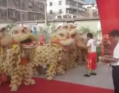 广州开业,舞龙舞狮表演,醒狮开业