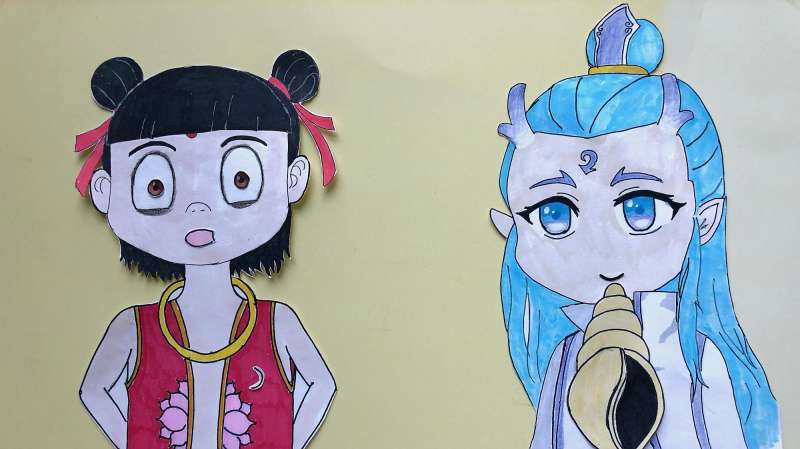 手绘定格动画拍摄花絮:敖丙哪吒CP又同框啦,看看这次又吃啥?