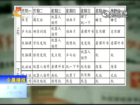 小学生自制“想得美”课程表网络走红-20110318今晨播报