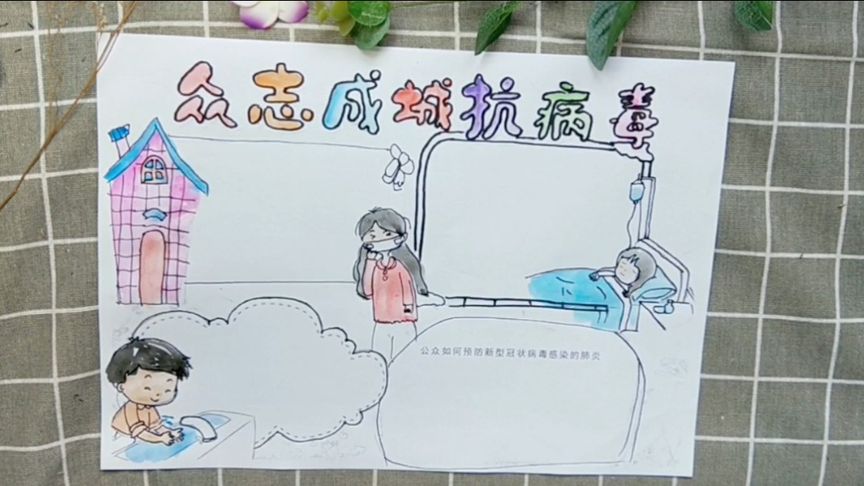 众志成城抗击新冠病毒,小学生画手抄报的时间开始了