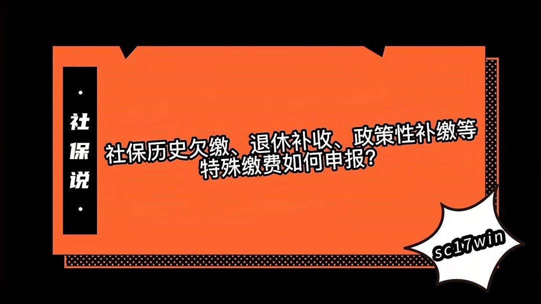 社保历史欠缴、退休补收、政策性补缴等特殊缴费如何申报?