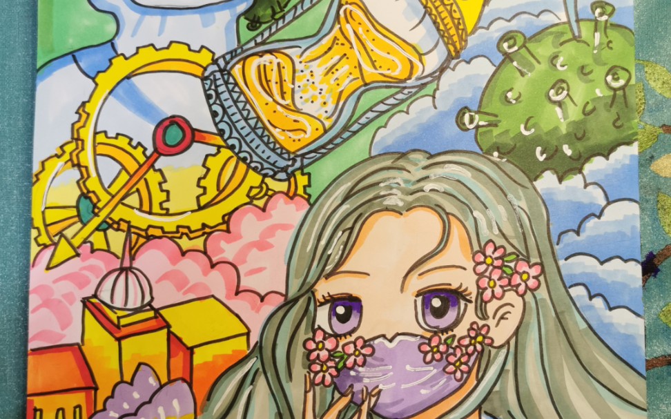 抗疫主题绘画——期待