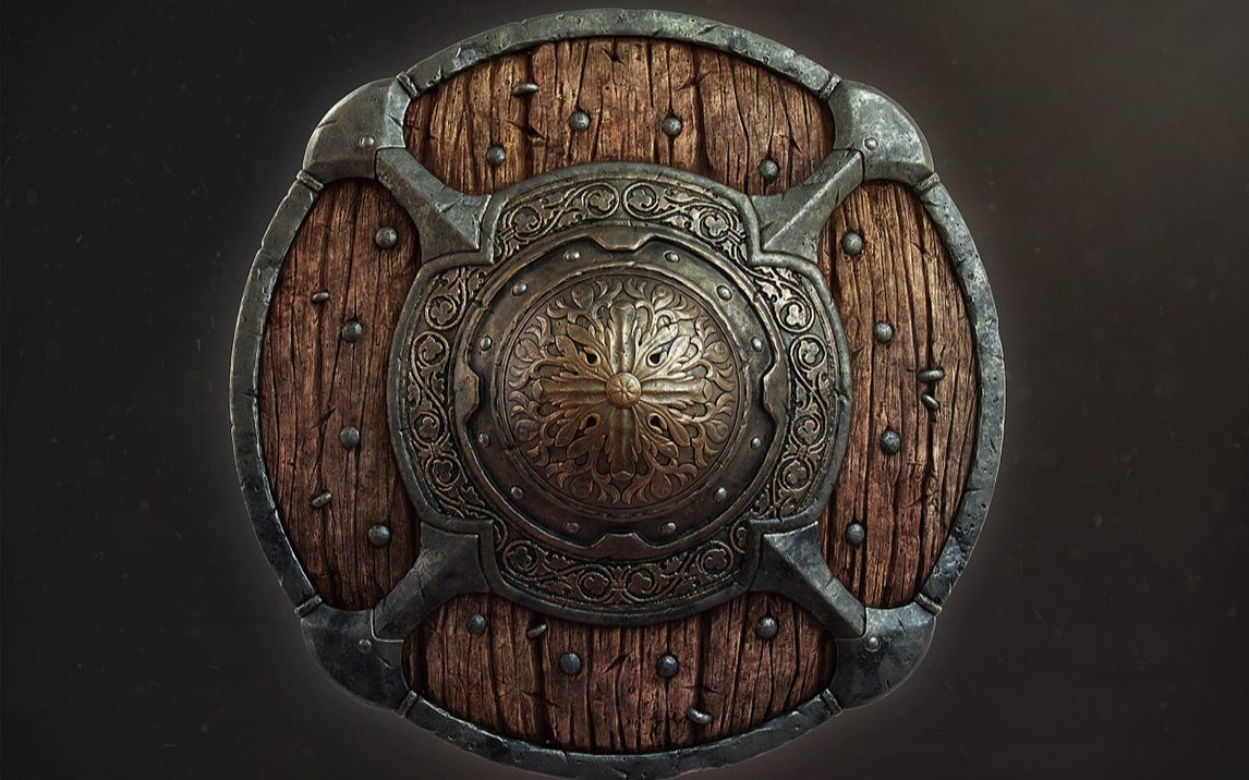 【maya建模】适合新手学习的盾牌,低模,高模,材质PBR全流程讲解案例...