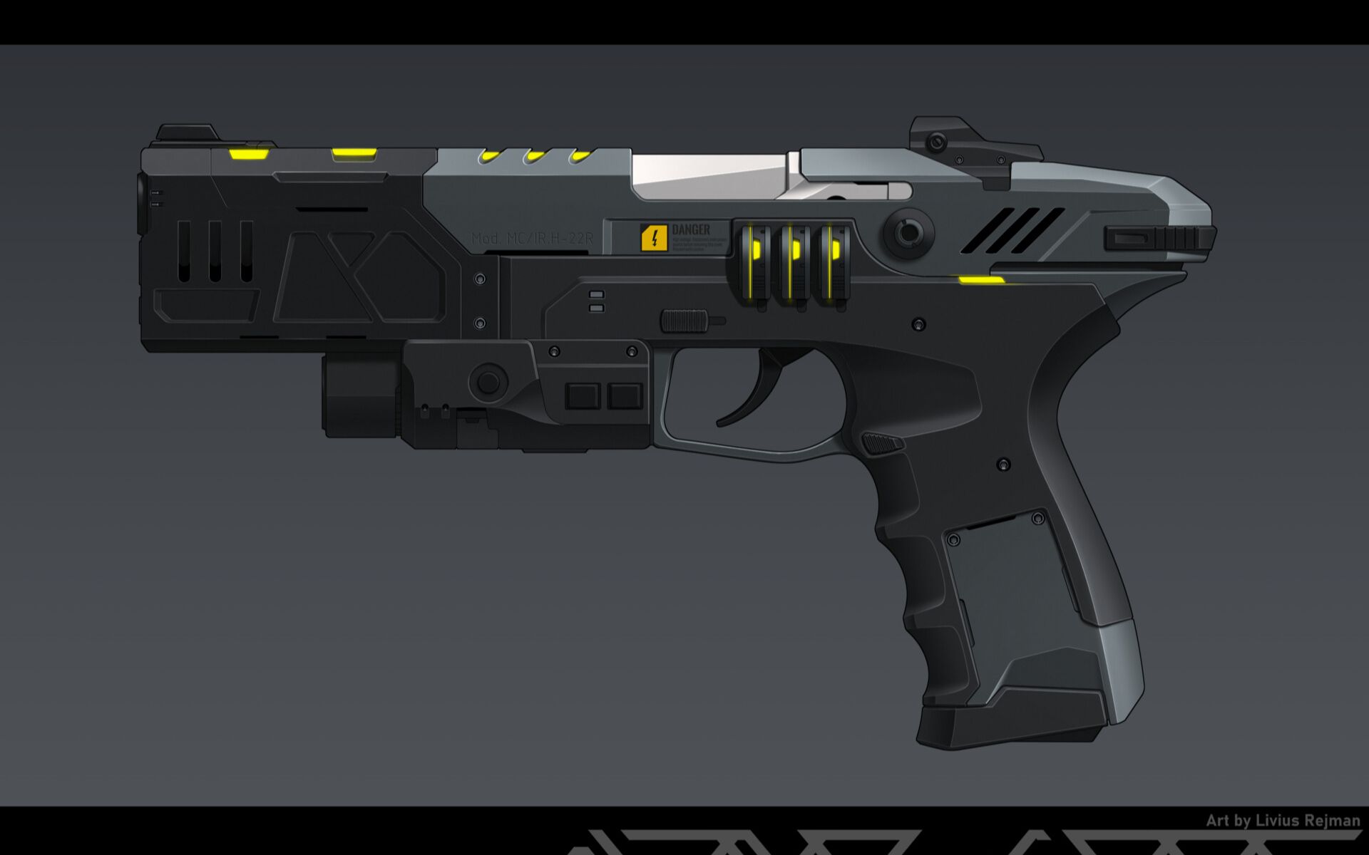 【3DMAX枪械建模】超帅气的科幻小手枪建模,次世代枪械武器模型制作