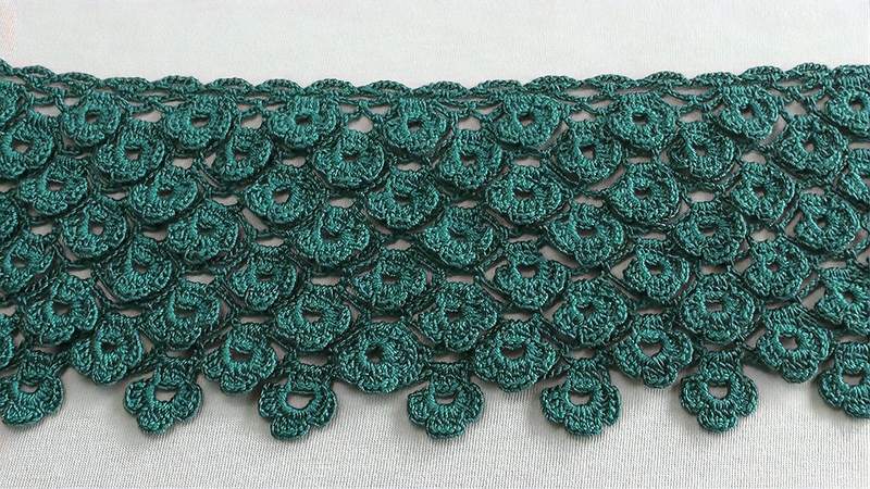 美丽的花朵钩针图案,两排重复,简单易织,漂亮的成品令人惊喜