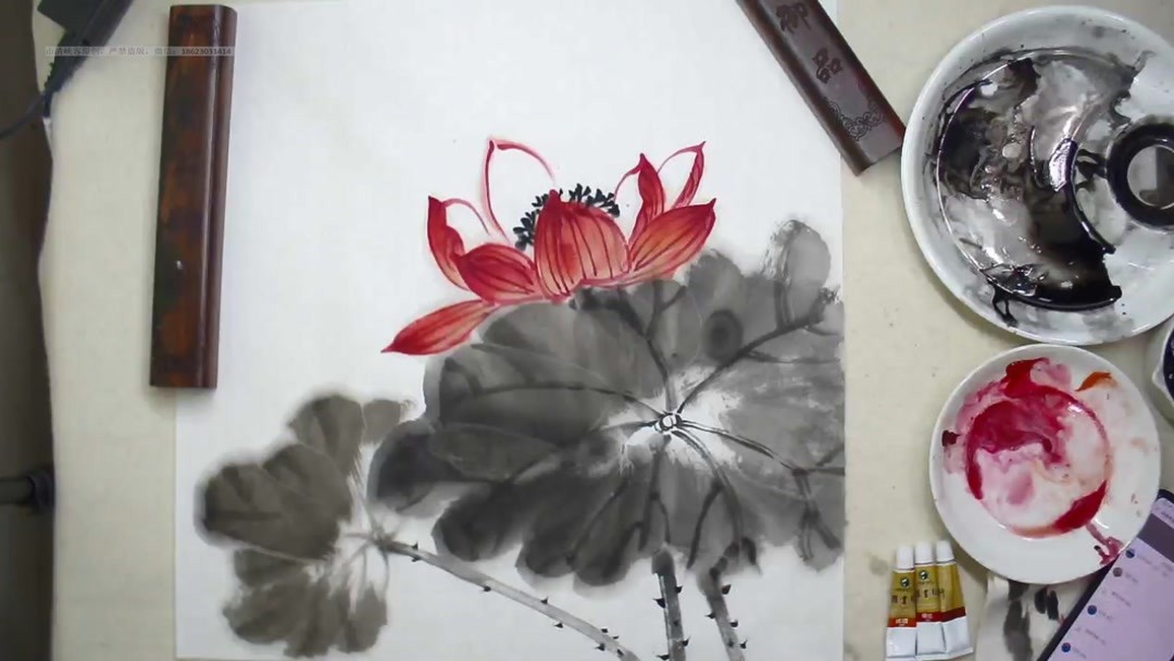 花鸟画-教你如何画荷花荷叶,简单几笔勾勒出荷叶,简单易学。