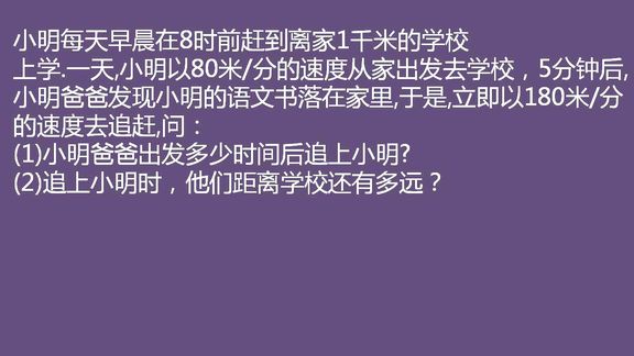 初一数学应用题,追及问题,问小明爸爸出发多少时间后追上小明