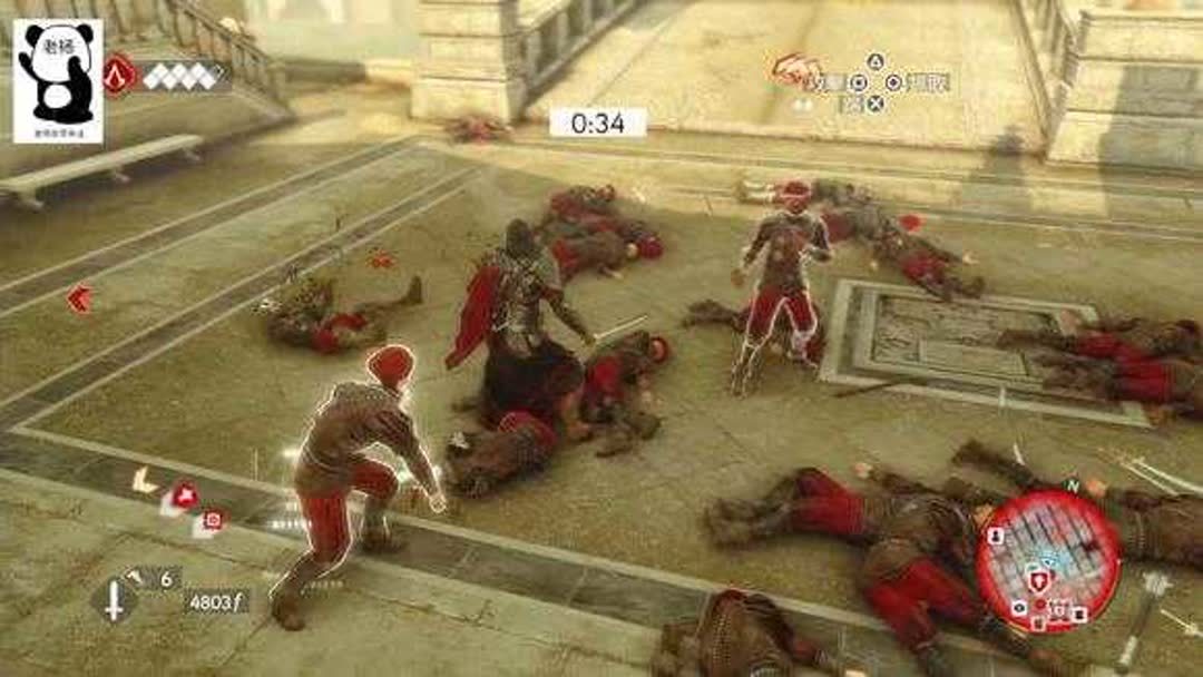 刺客信条兄弟会,艾吉奥现长坂坡桥段,坚守90秒怒杀近百人(17)