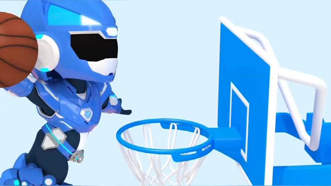 迷你特工队动画:特工队宝宝篮球比赛,弗特投篮太帅气啦