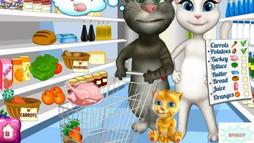 汤姆猫家族的晚餐★说话的汤姆猫文动画片大全_标清