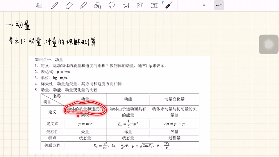 选择性必修一考点1:动量,冲量的理解和计算