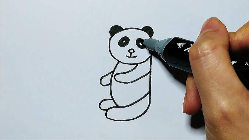 趣味简笔画:教宝宝用数字9变出一只可爱的熊猫,太简单了!