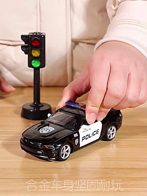 彩珀福特野马GT警车 仿真合金汽车模型 儿童玩具车男孩小汽车玩具