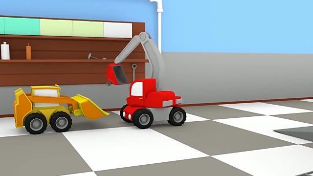 迷你卡车动画 工程车动画卡通 车库