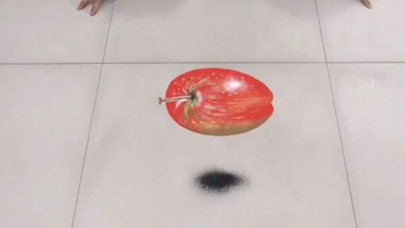 地面作画好像真的一样 厉害了