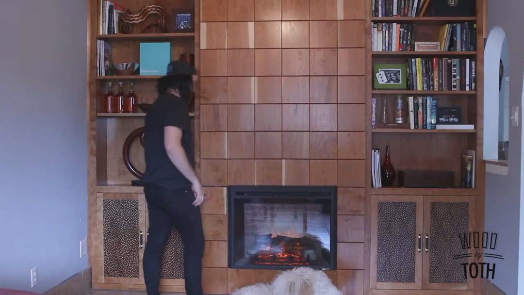 国外木匠用樱桃木,制作一套内置书架,款式设计非常漂亮