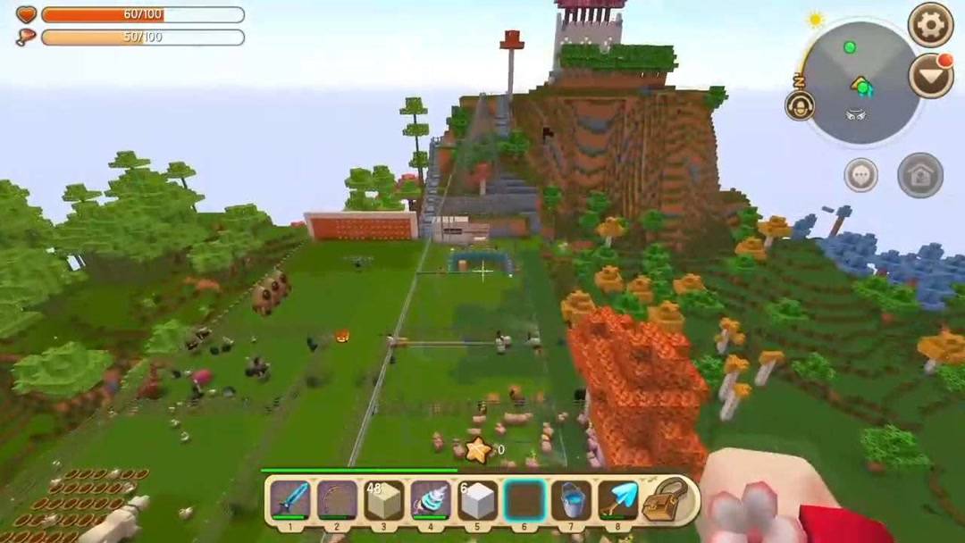 迷你世界联机:在猪小妹家装一个弹簧电梯,弹上去参观她的别墅!