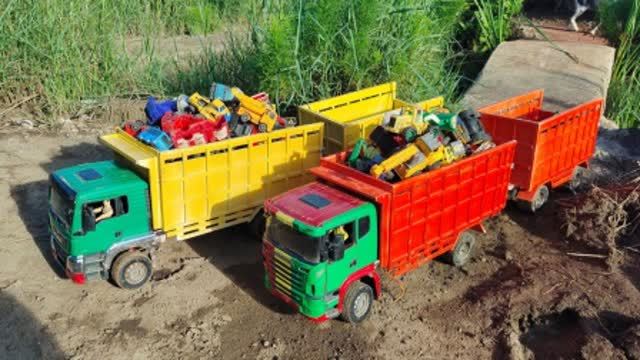 彩色大卡车模型玩具出发