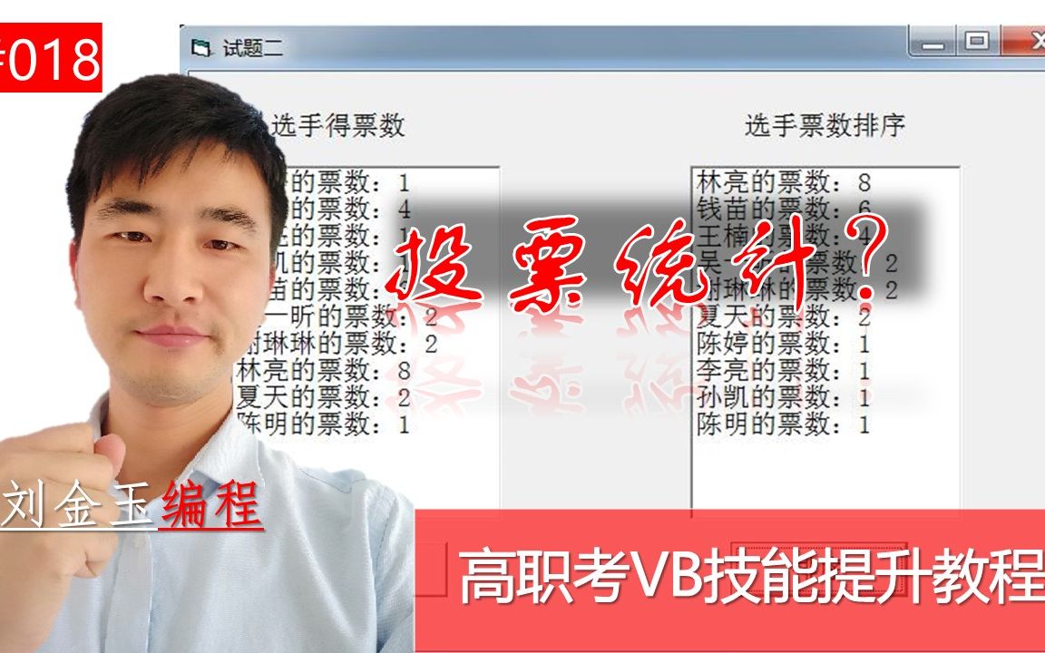 高职考技能提升教程018期 数组与排序,开发投票统计程序