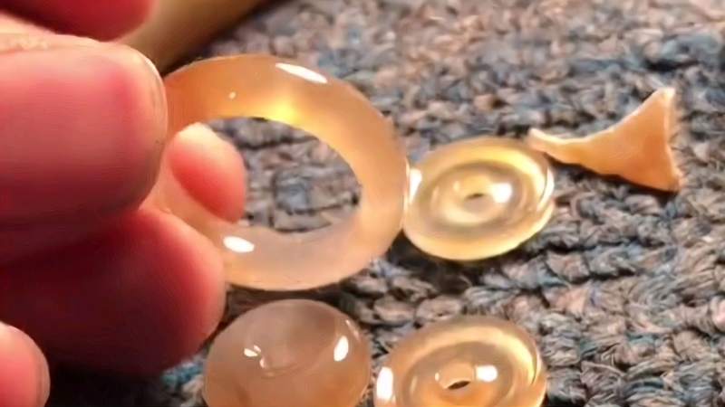 翡翠黄翡三件套戒指 平安扣 耳环制作过程