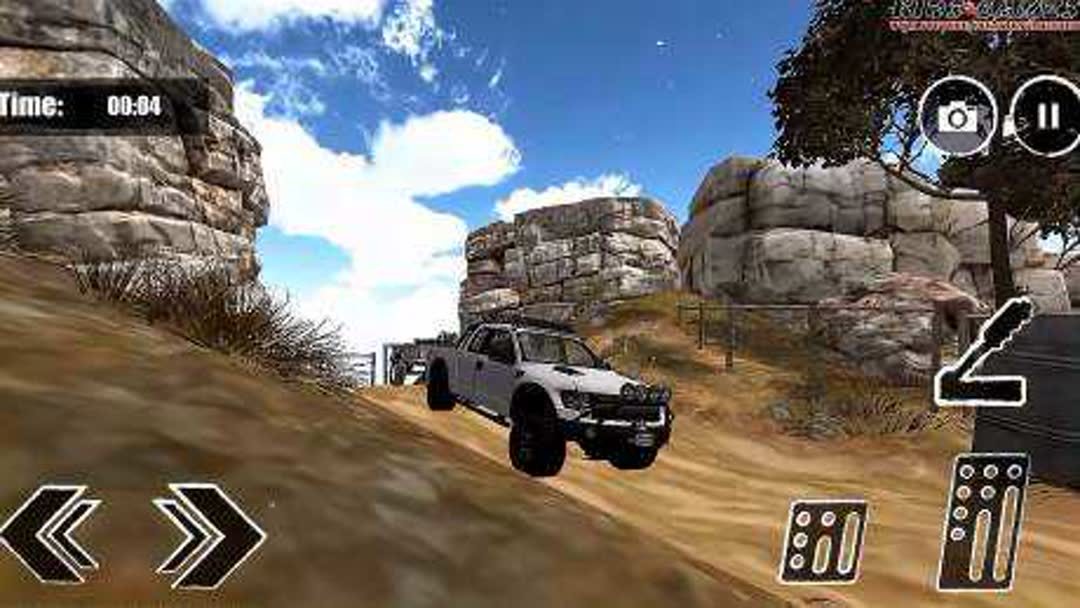 好玩的游戏:驾驶皮卡车在山路闯关,被大石砸到了