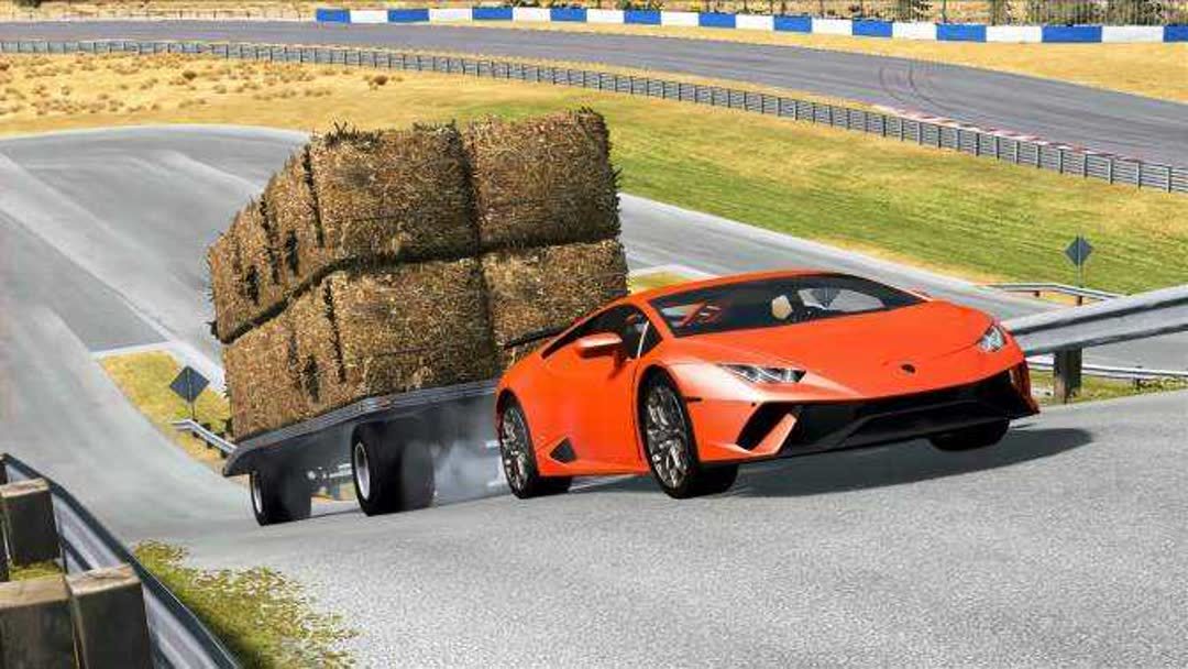 沉重的负荷,兰博基尼拖拽5吨货物爬坡(能上去吗),车祸模拟器