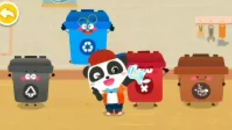认识不同颜色的垃圾桶 宝宝垃圾分类 宝宝巴士游戏
