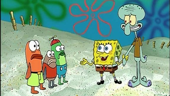 海绵宝宝想把章鱼哥介绍给所有的人