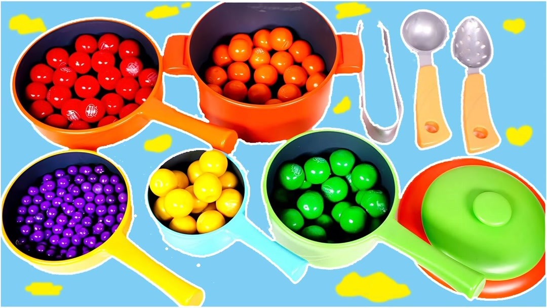 益智儿童动画:一起来当小厨师!用模拟厨具做各种口味的小丸子吧