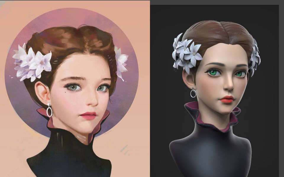 【zbrush新手建模】女性人物角色雕刻,零基础雕刻上色方法与技巧,3D...