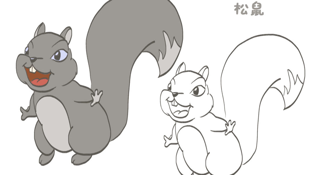 卡通松鼠简笔画06