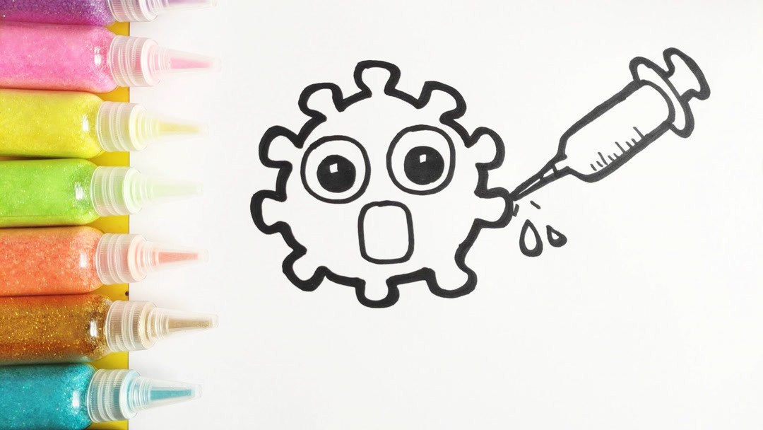 儿童简笔画教程,画一幅对抗病毒画,3-12岁小朋友学习画画