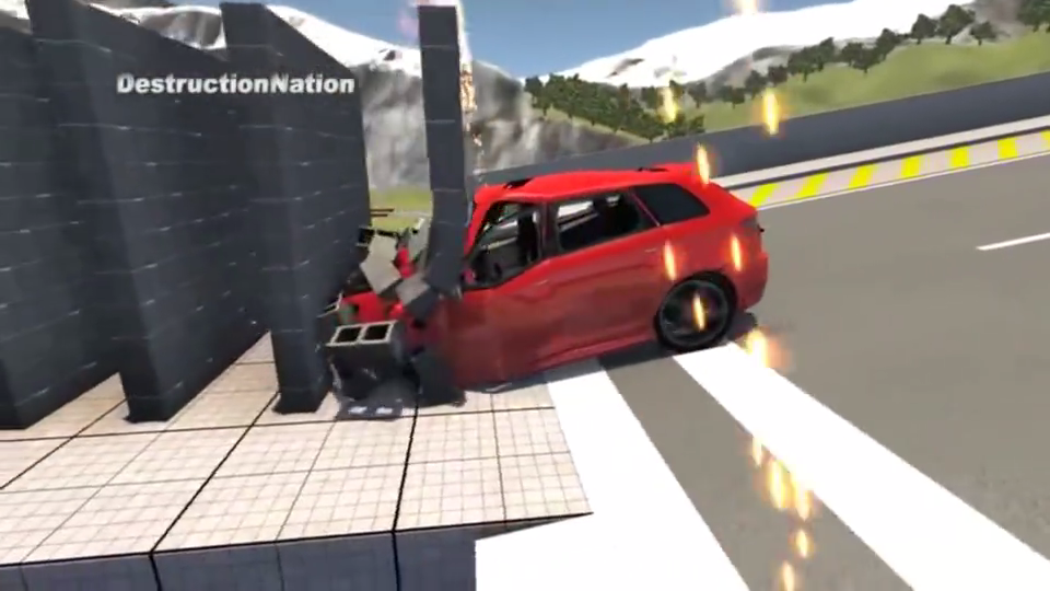 慢动作镜头,奥迪开足马力碰撞测试!