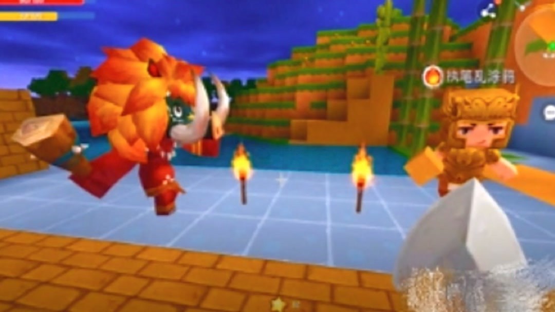 二狗子玩迷你世界,我把宝剑借给怪物狠狠地打狗蛋,怪物咔嚓了。