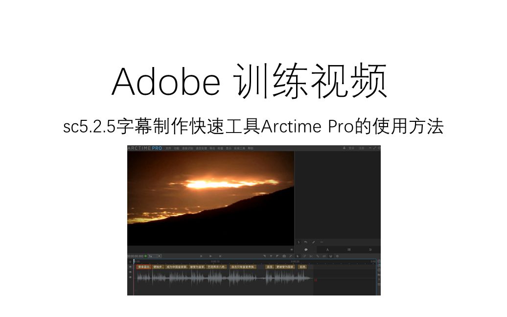 字幕制作快速工具Arctime Pro的使用方法训练视频