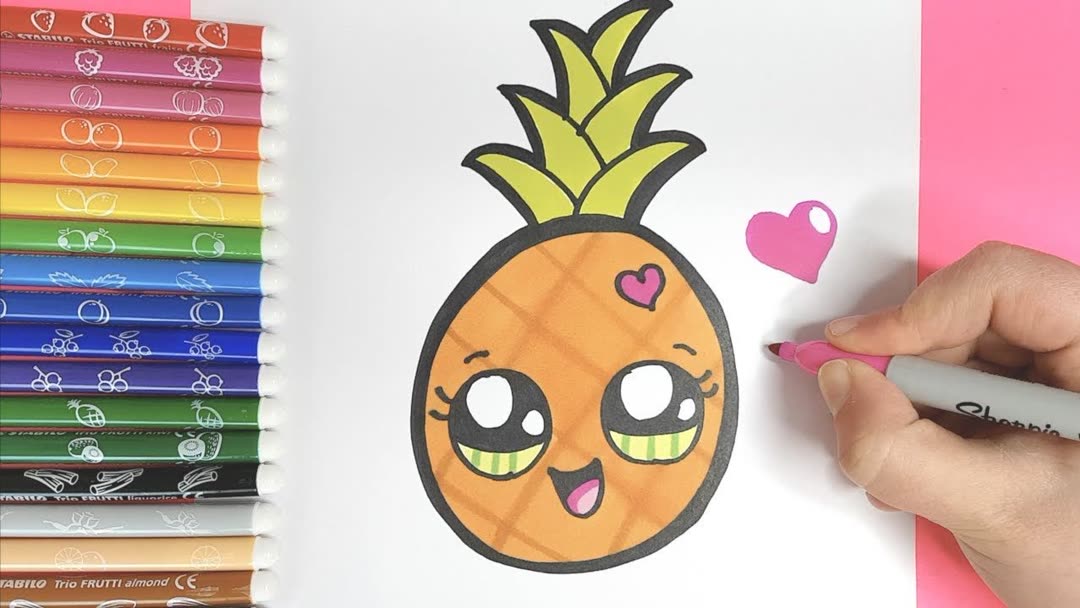 简笔画教程:超级可爱的大菠萝绘画教程!