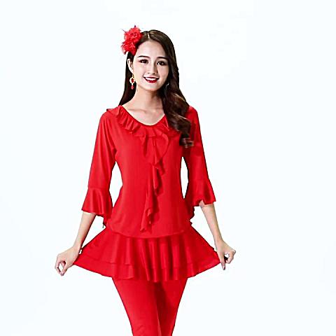 2019广场舞服装跳舞衣莫代尔新款健身舞蹈练习表演服中长袖裤裙套