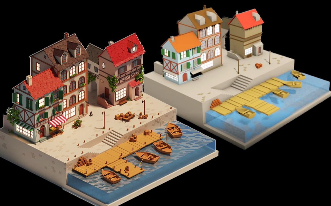 【3dmax建模】卡通场景建模制作,上色,渲染全流程案例教学,3dmax...