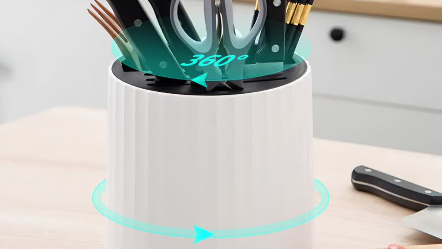 厨房旋转刀架置物架台面放菜刀刀座2021新款筷筒刀具一体收纳架子