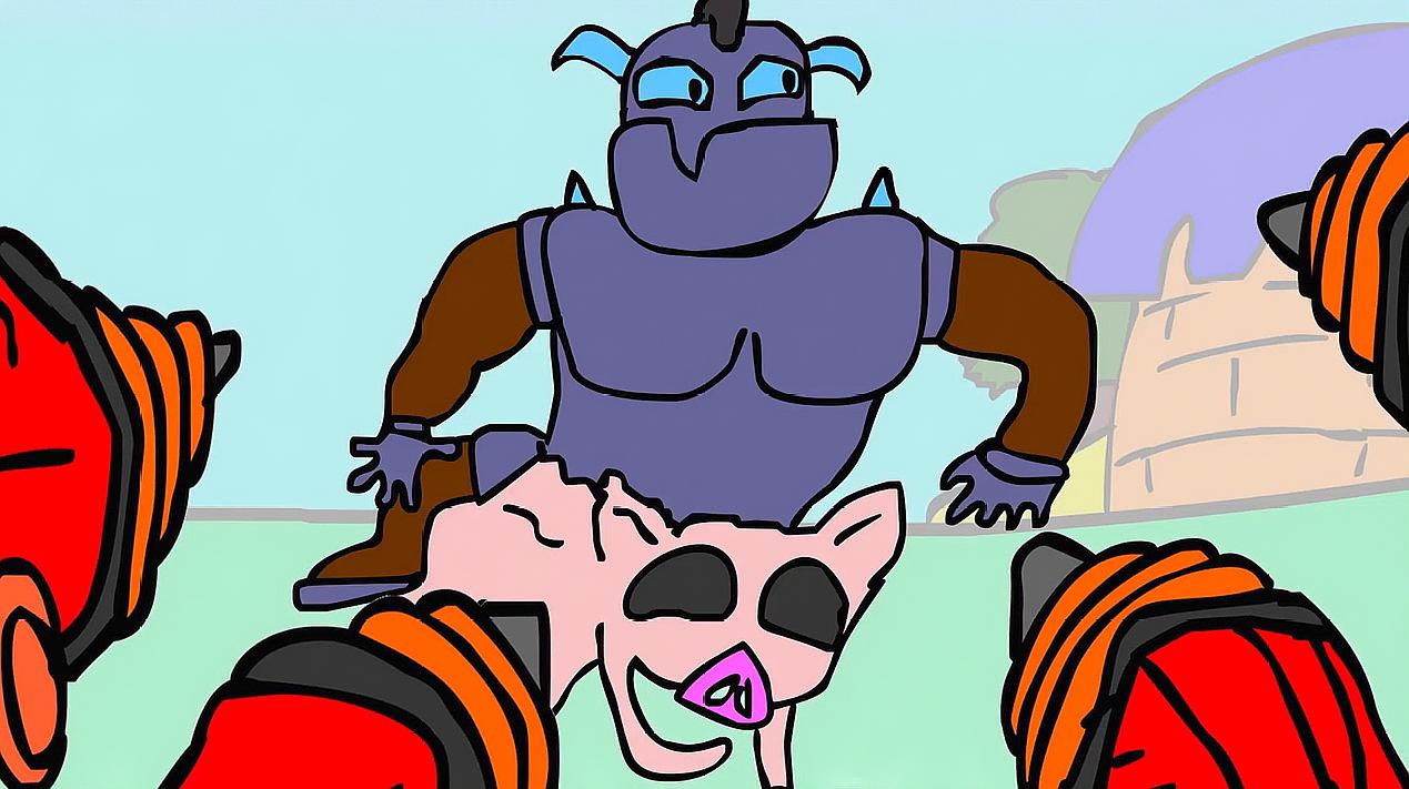 皇室战争搞笑动画:皮卡野猪骑士看见这场面之后,立马就慌了