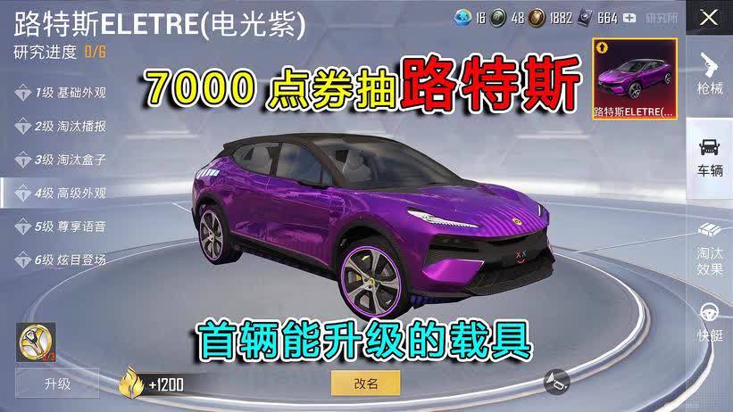 和平精英新联动:7000点券抽路特斯,能中奖吗?首辆升级跑车!