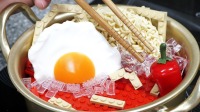乐高美食定格动画:漂亮的太阳蛋面!
