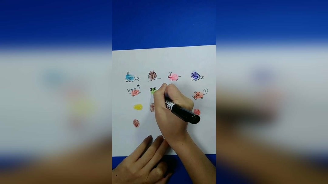 简笔画:用手指印画各种小动物,学会的给个小心心吧!