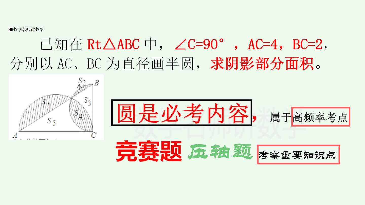 圆是中考必考内容,初中九年级数学经典题,高频率考点求阴影面积