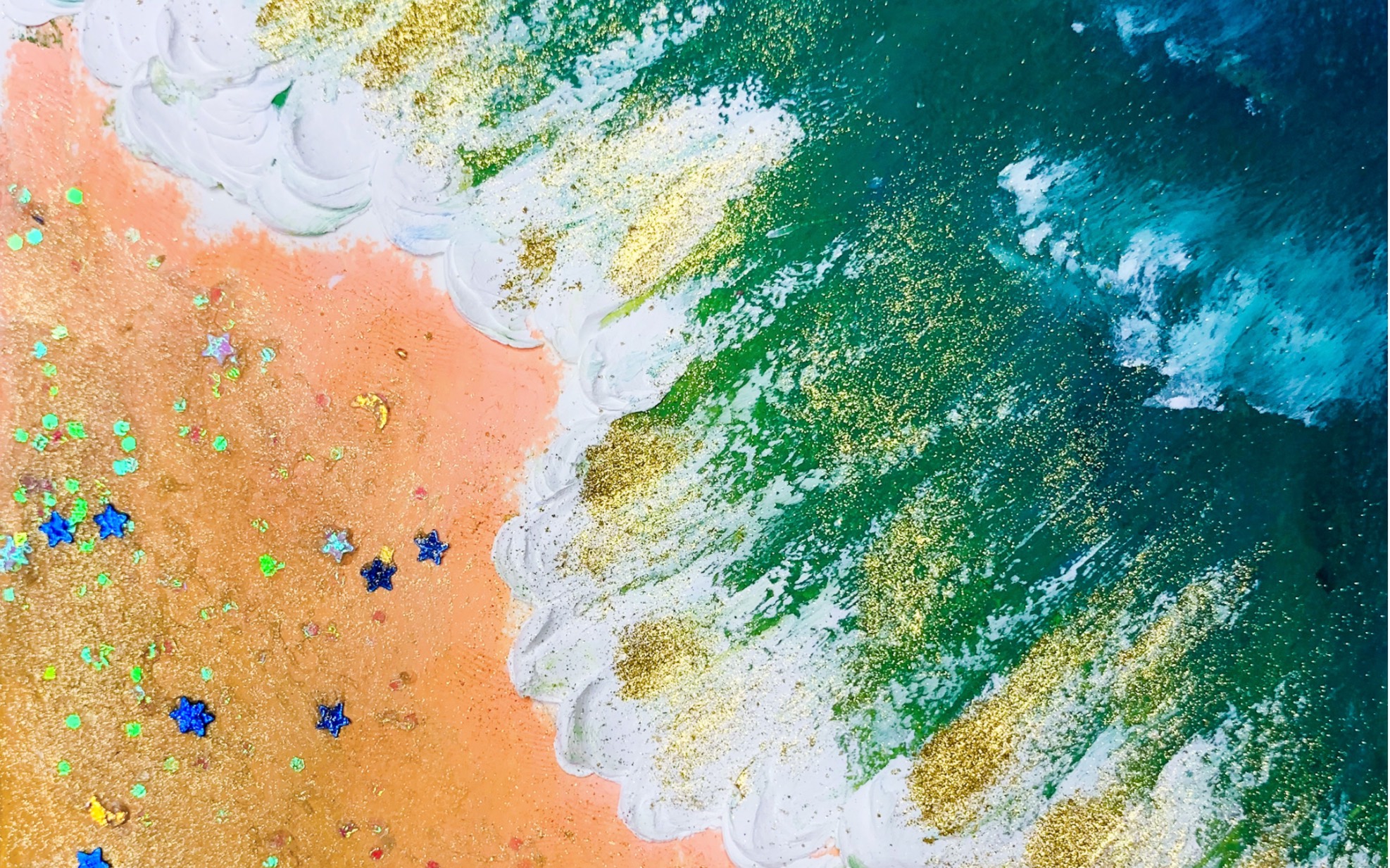 油画棒:梦幻鎏金海浪【零基础视频教程】,不允许你不会