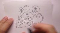 超萌动物简笔画:猴子