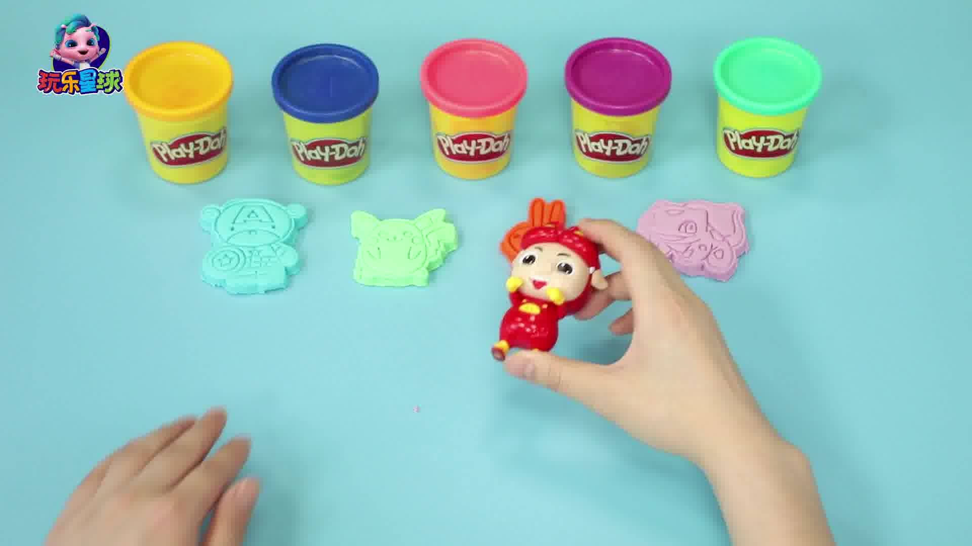 猪猪侠百变手工彩泥,DIY皮卡丘美国队长一起玩游戏