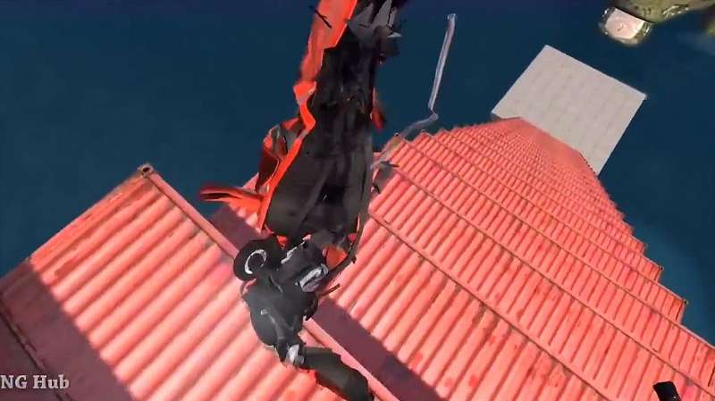 改装法拉利跑车开足马力飞跃冲向超大鳄鱼-拟真车祸模拟